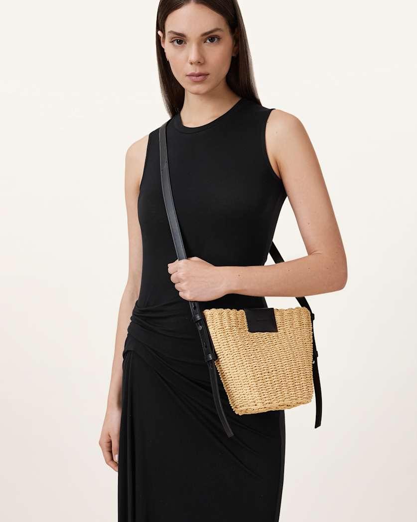 Ebro Woven Straw Cross Body Bag Natural | ALLSAINTS Canada